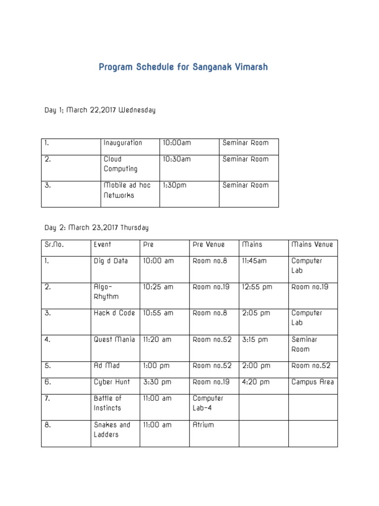 Final Program Schedule | PDF