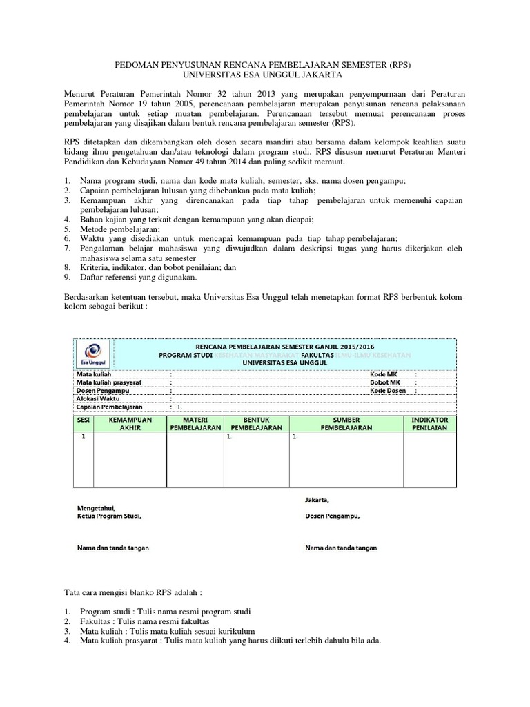Pedoman Penyusunan RPS | PDF | Karier & Perkembangan