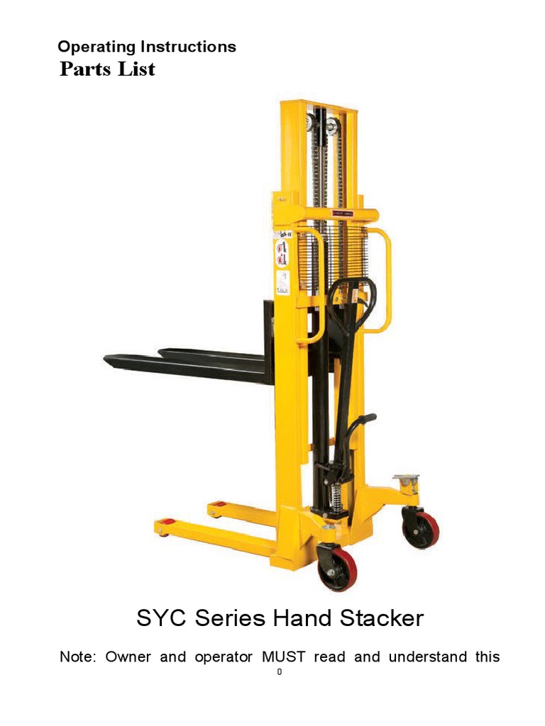 SYC Series Hand Stacker Manual | PDF | Screw | Piston
