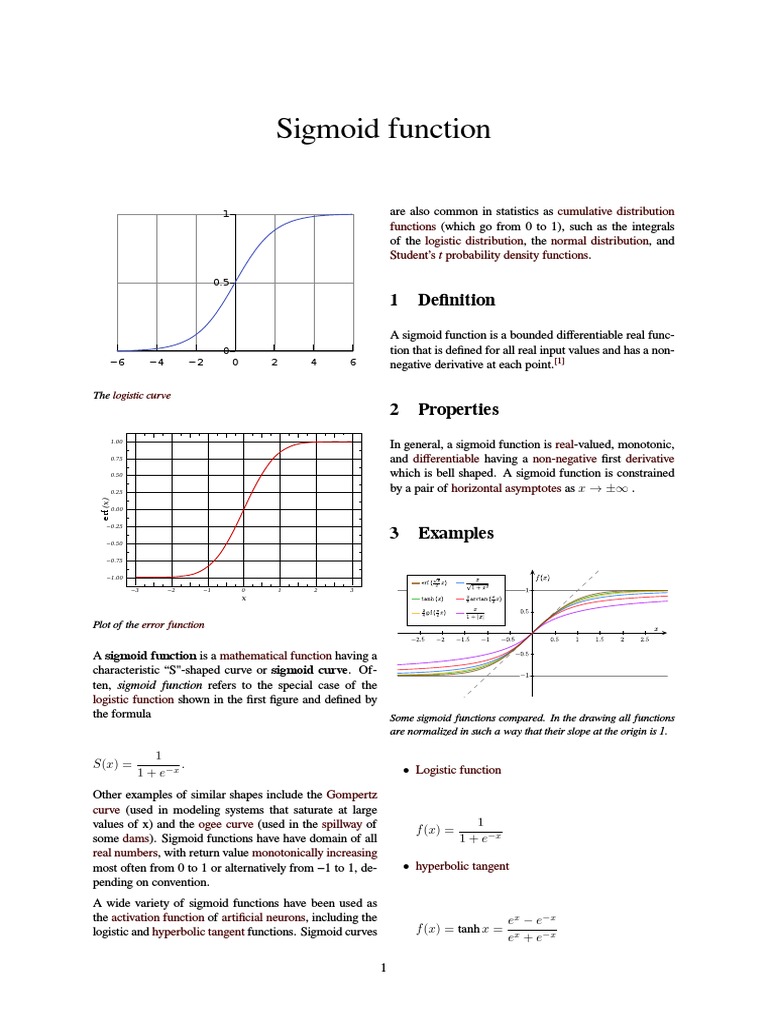 Sigmoid Functions and Explanations | PDF | Logistic Function ...