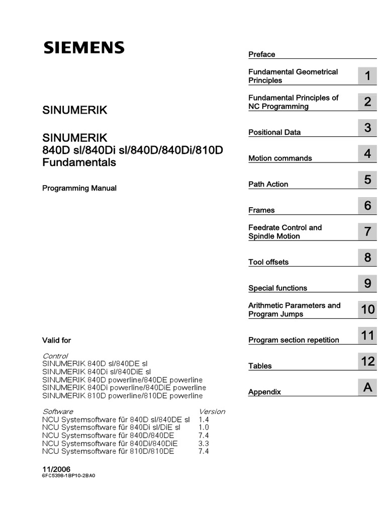 Siemens Sinumerik 840d Programming Guide | PDF | Cartesian Coordinate ...