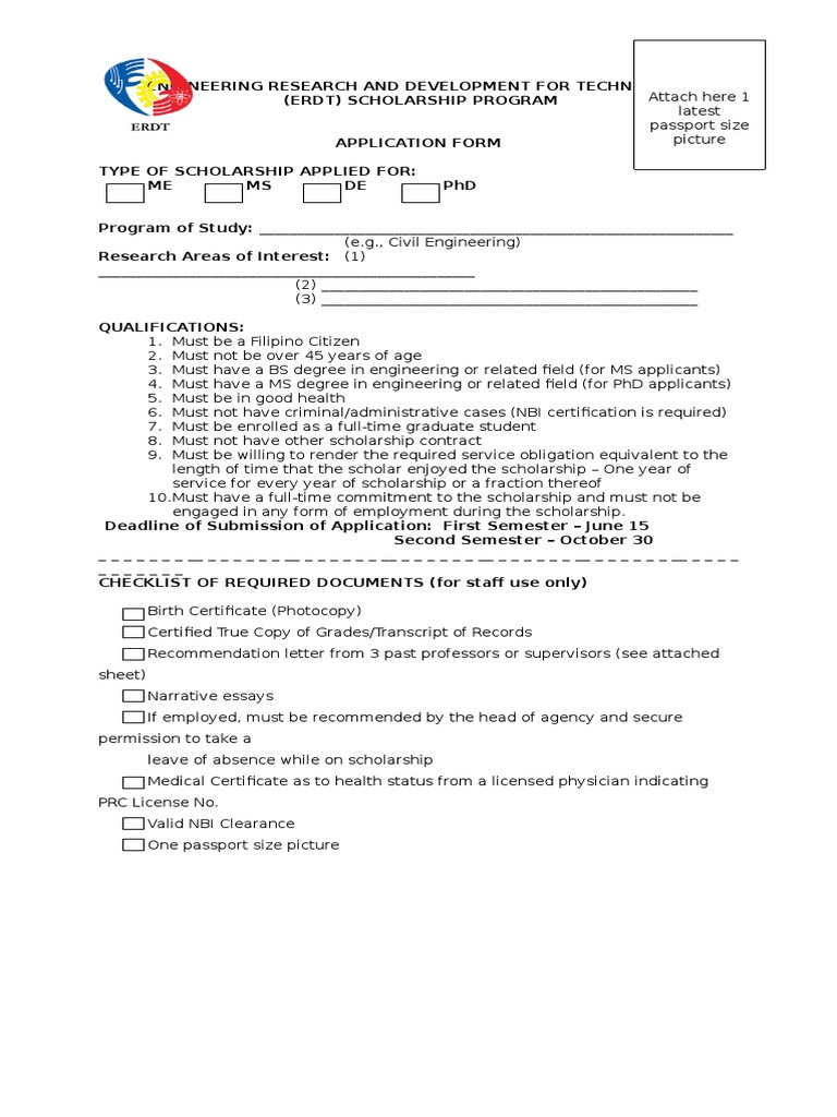 ERDT Scholarship Application Guide | PDF | Graduate School | Doctor Of ...