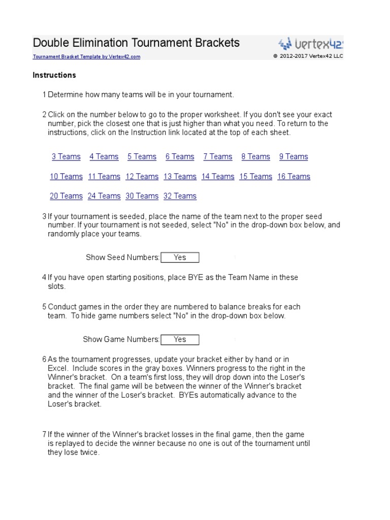 Double Elimination Bracket | PDF | Competition | Sports Rules And ...