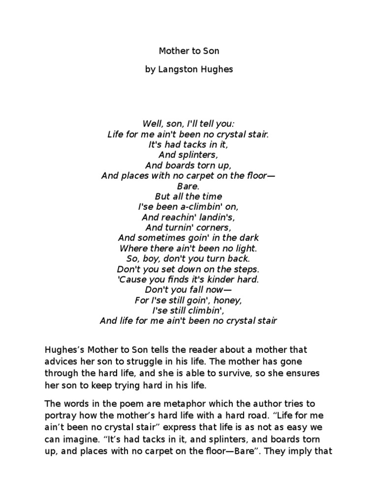 Mother to Son Poem