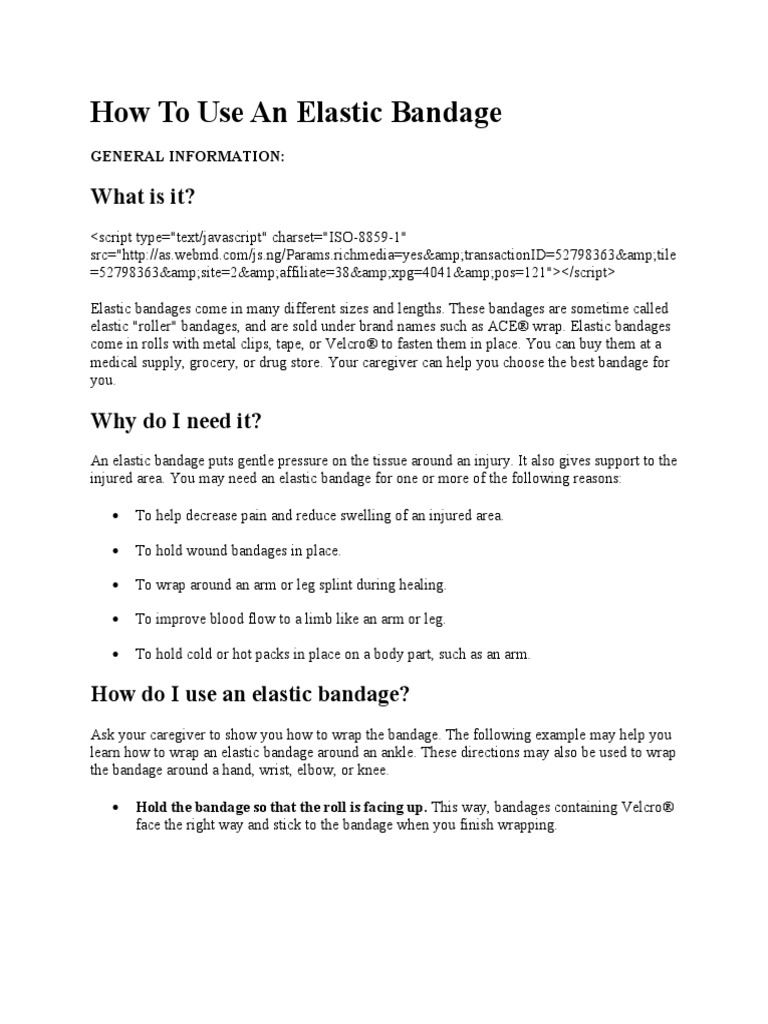 How To Use An Elastic Bandage | PDF | Foot | Medicine