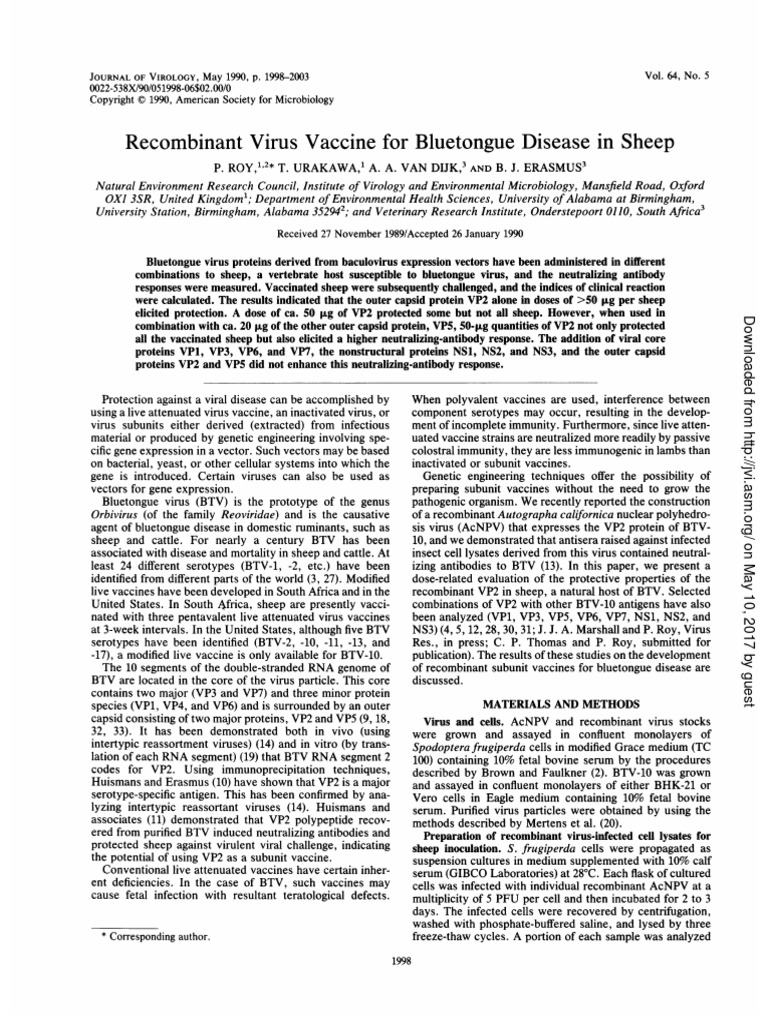 J. Virol.-1990-Roy-1998-2003 | PDF | Virus | Vaccines