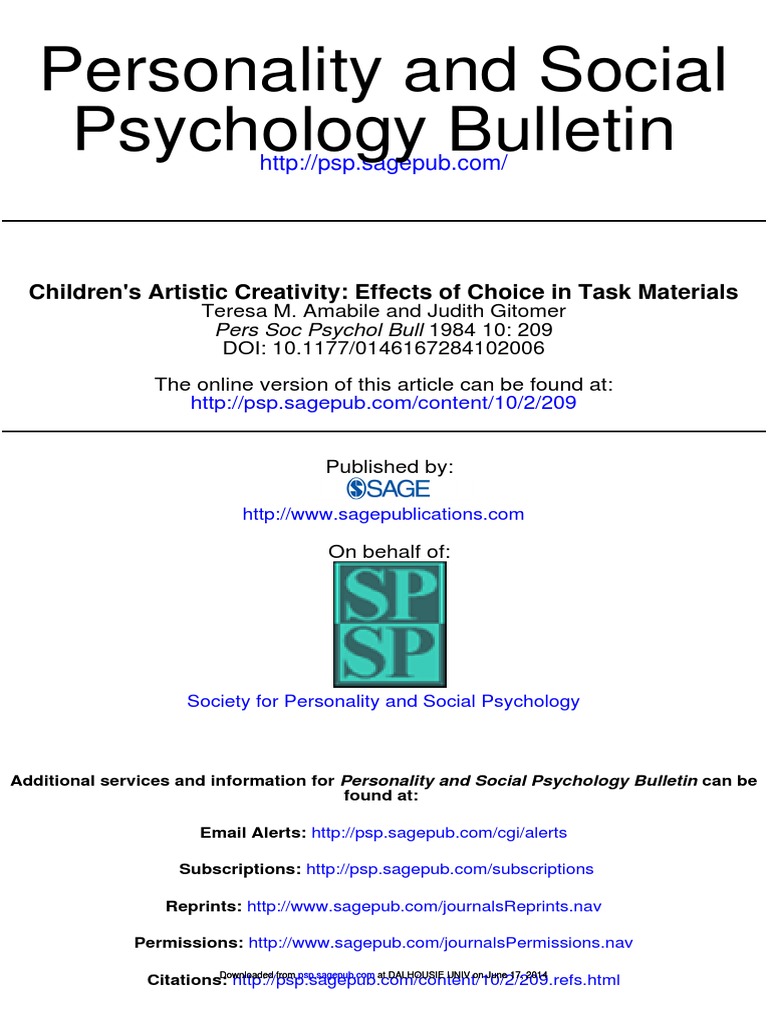 Psychology Bulletin Personality and Social: Children's Artistic ...