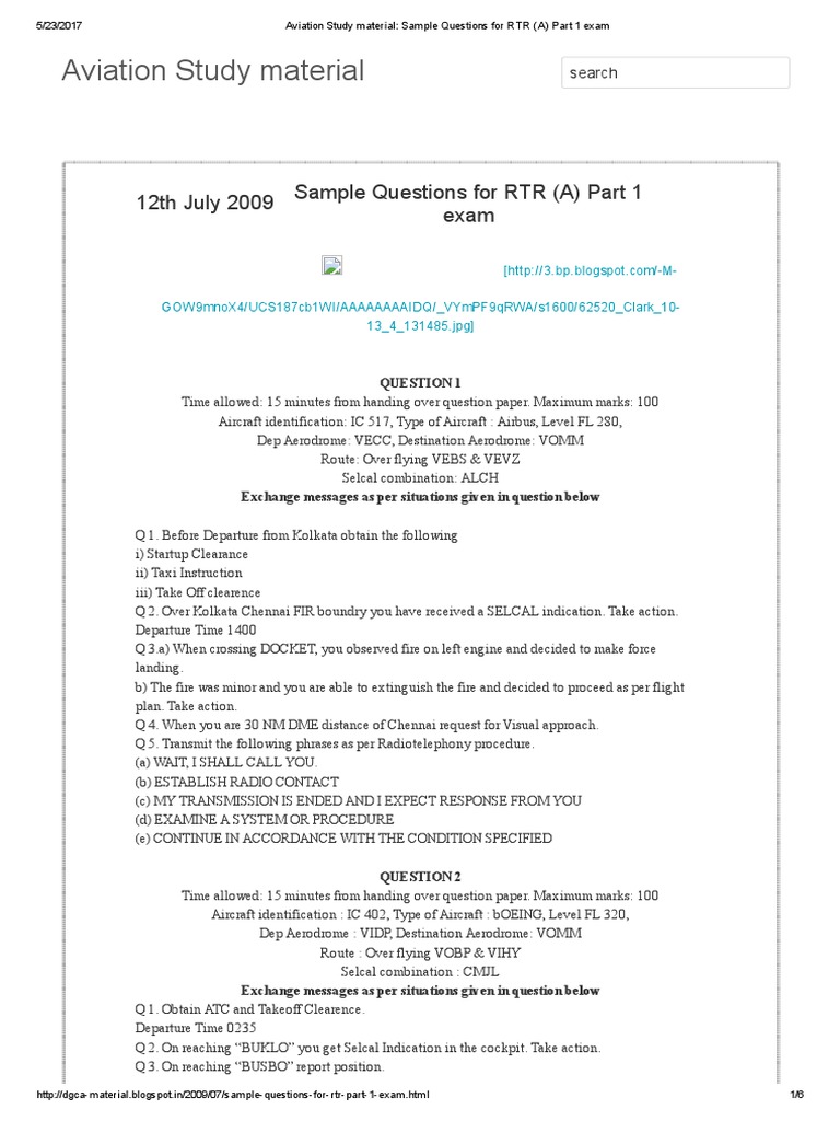 RTR(A) Exam Sample Questions | PDF | Aircraft | Aviation Safety