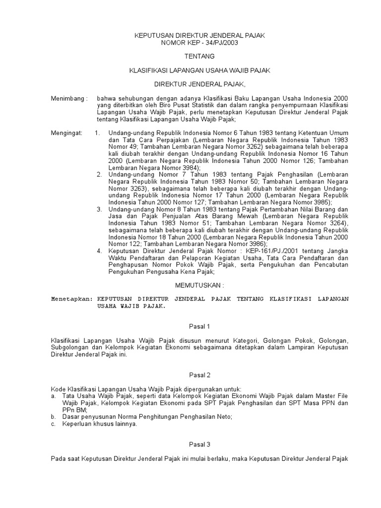 Kep 34 2003 Kode Klu | PDF