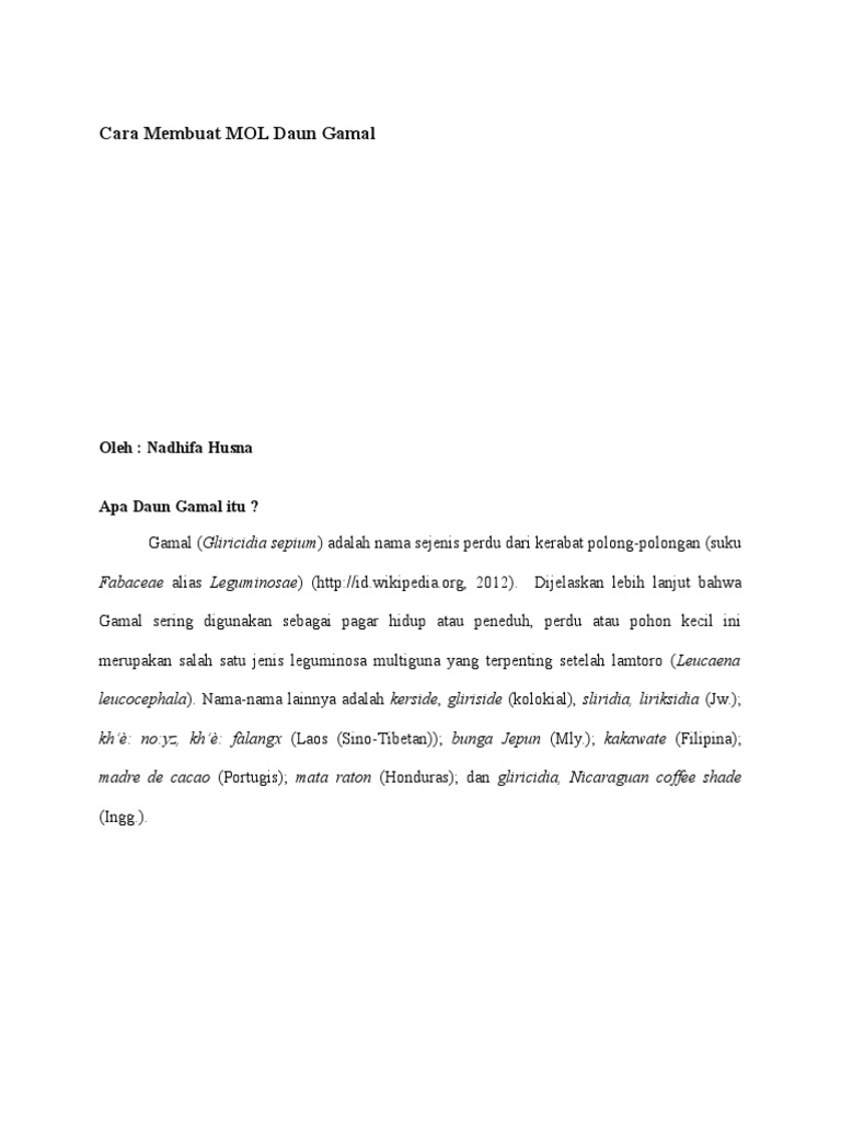 Cara Membuat MOL Daun Gamal | PDF