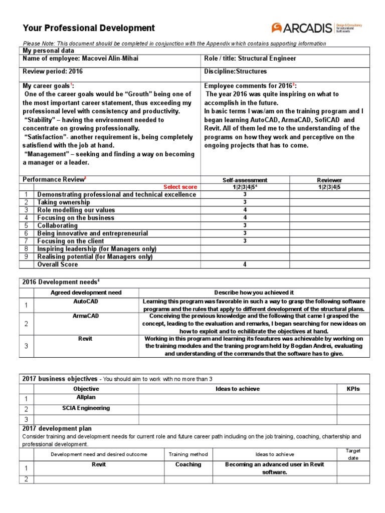 Your Professional Development | PDF | Autodesk Revit | Evaluation