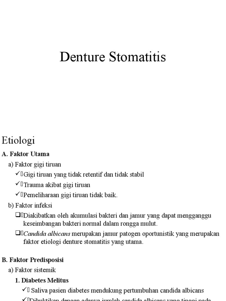 Denture Stomatitis | PDF | Sains & Matematika