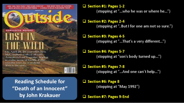 Reading Schedule For Death of Innocent Article | PDF