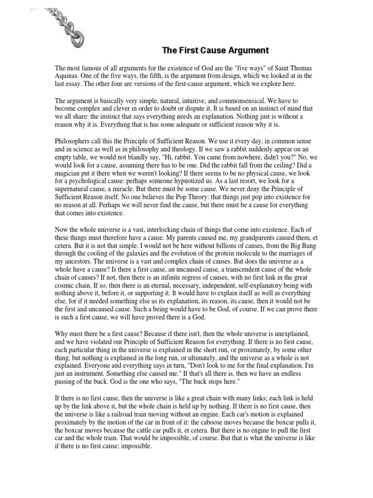 The First Cause Argument | PDF | Causality | Philosophical Methodology