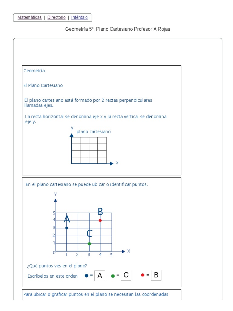Geometría 5º - Plano Cartesiano Profesor A Rojas | PDF | Sistema de ...