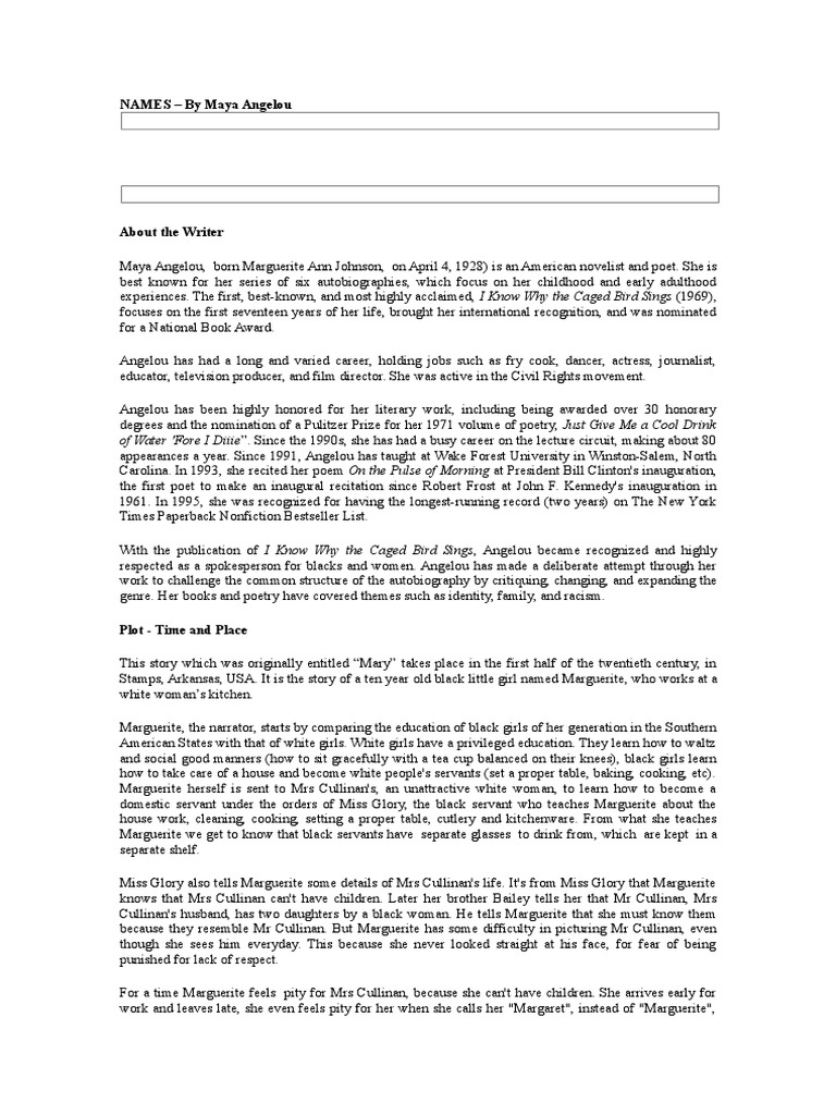 Maya Angelou Names | PDF | Linguistics | Grammar