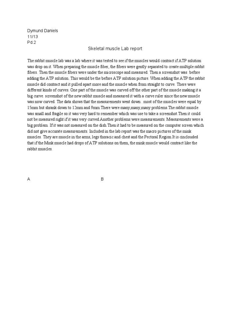 Skeletal Muscle Lab Report | PDF | Muscle Contraction | Muscle