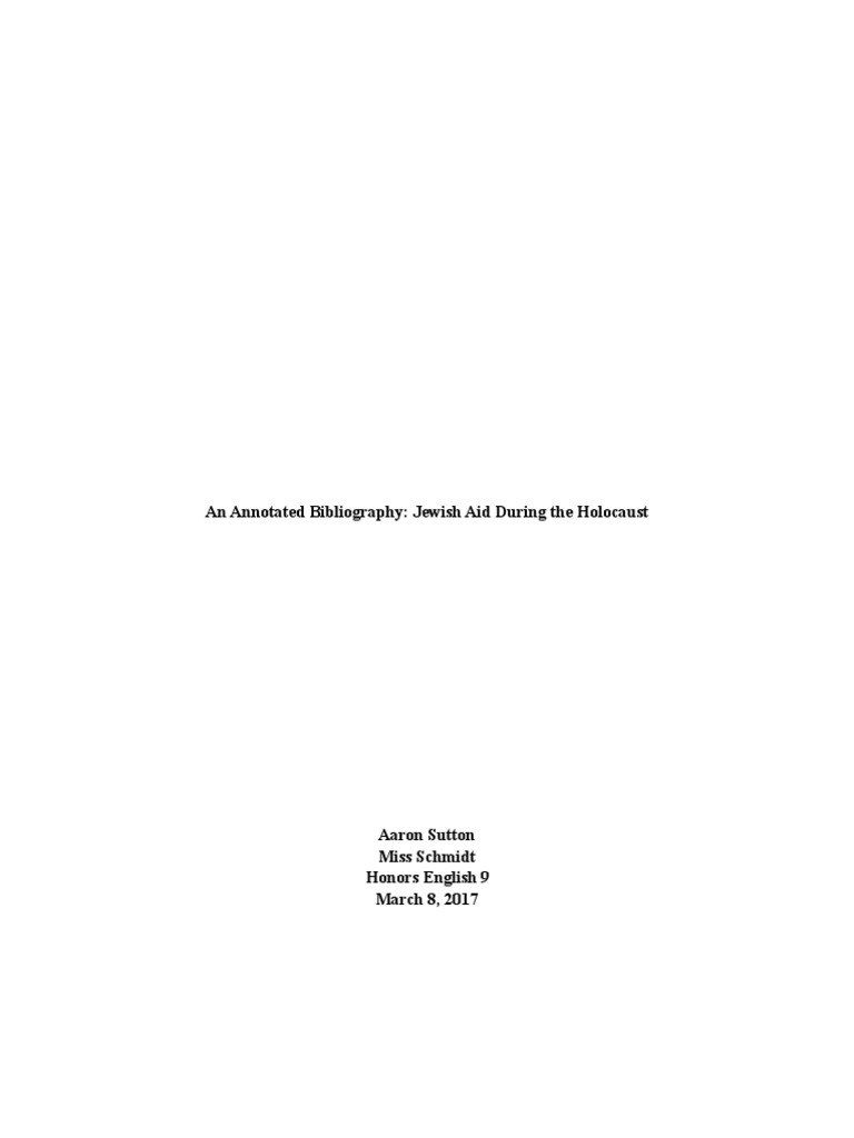 An Annotated Bibliography: Jewish Aid During The Holocaust | Download ...