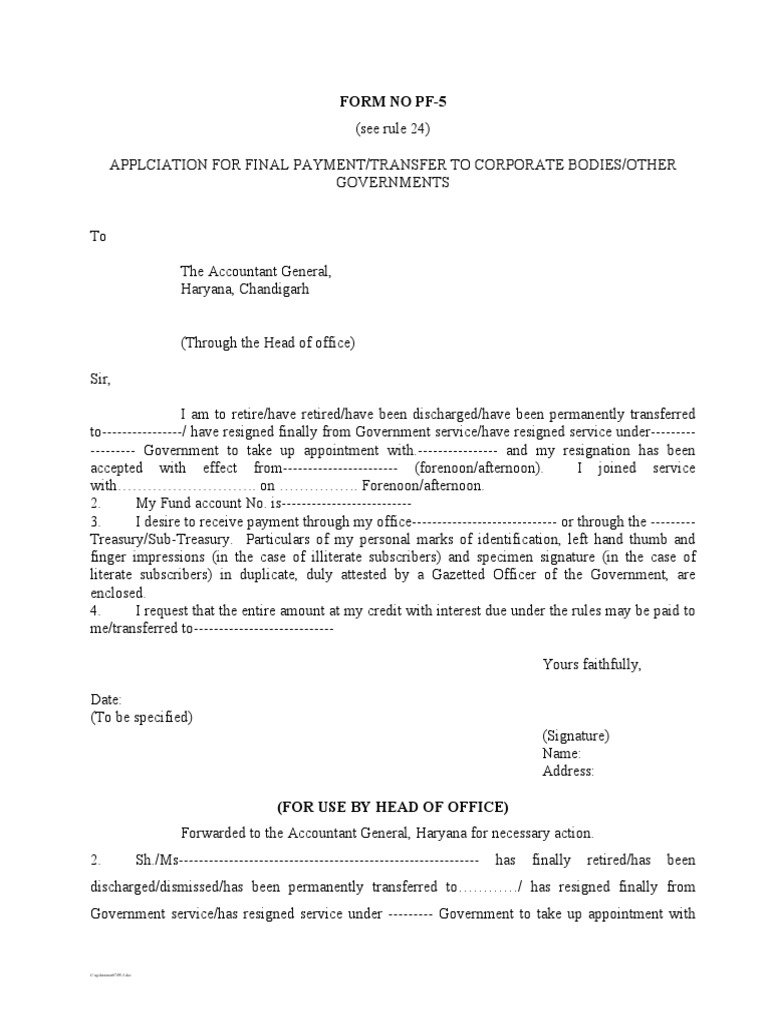 Form No Pf-5: C:/ag/data/mar07/PF-5 | PDF | Government | Business