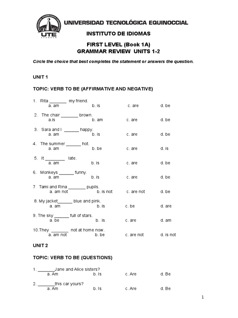 Grammar Review for English Beginners | PDF | Languages