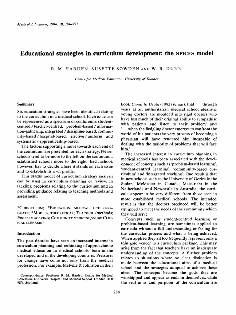 Spices Model PDF | PDF | Curriculum | Medicine