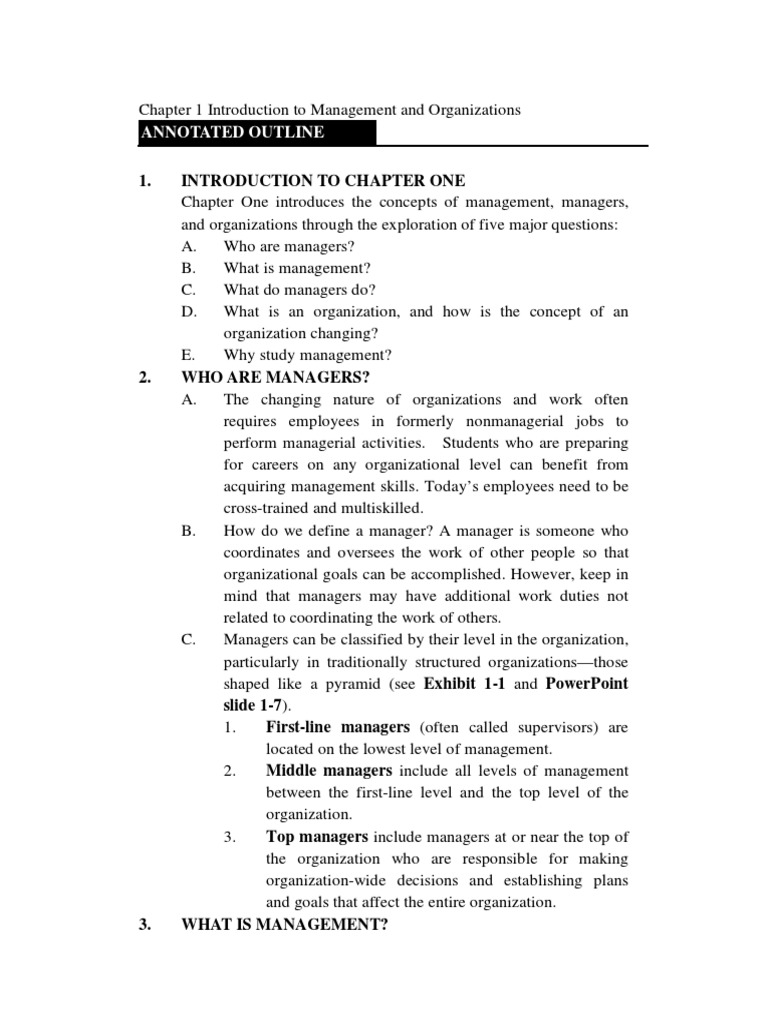 Chapter 1 Introduction To Management and Organizations | PDF | Goal ...