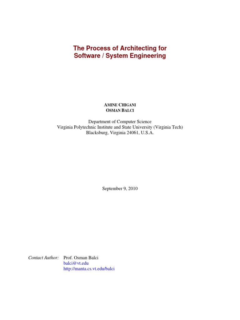 The Process of Architecting For Software / System Engineering | PDF | Component Based Software ...