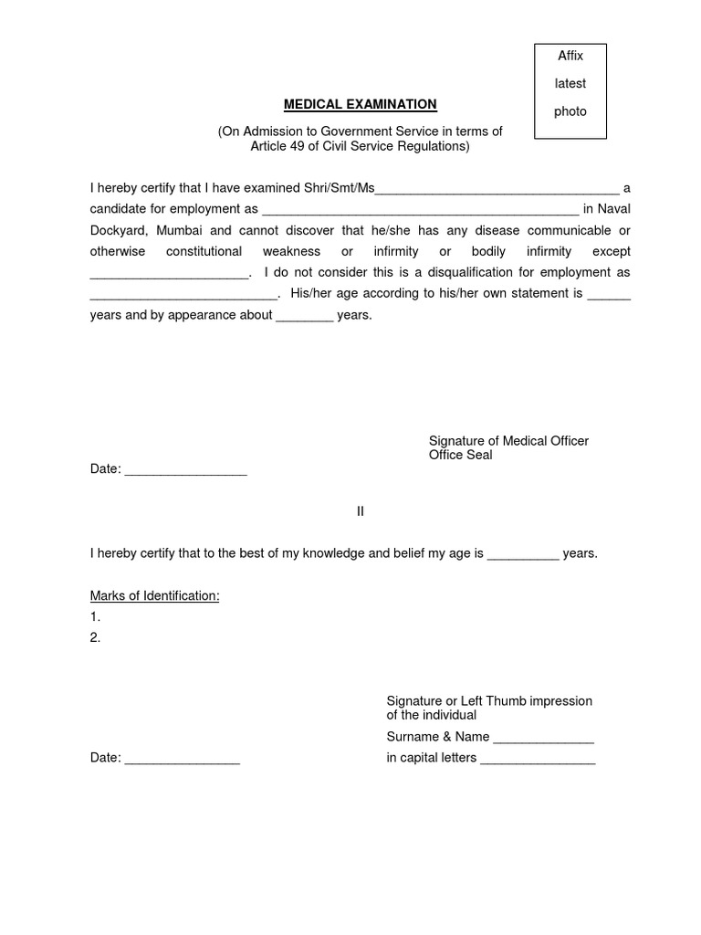 Medical Pro Form A | Diseases And Disorders | Clinical Medicine