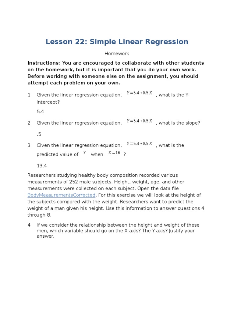 22 Hw Assignment Biostat Pdf Regression Analysis Linear Regression 5065