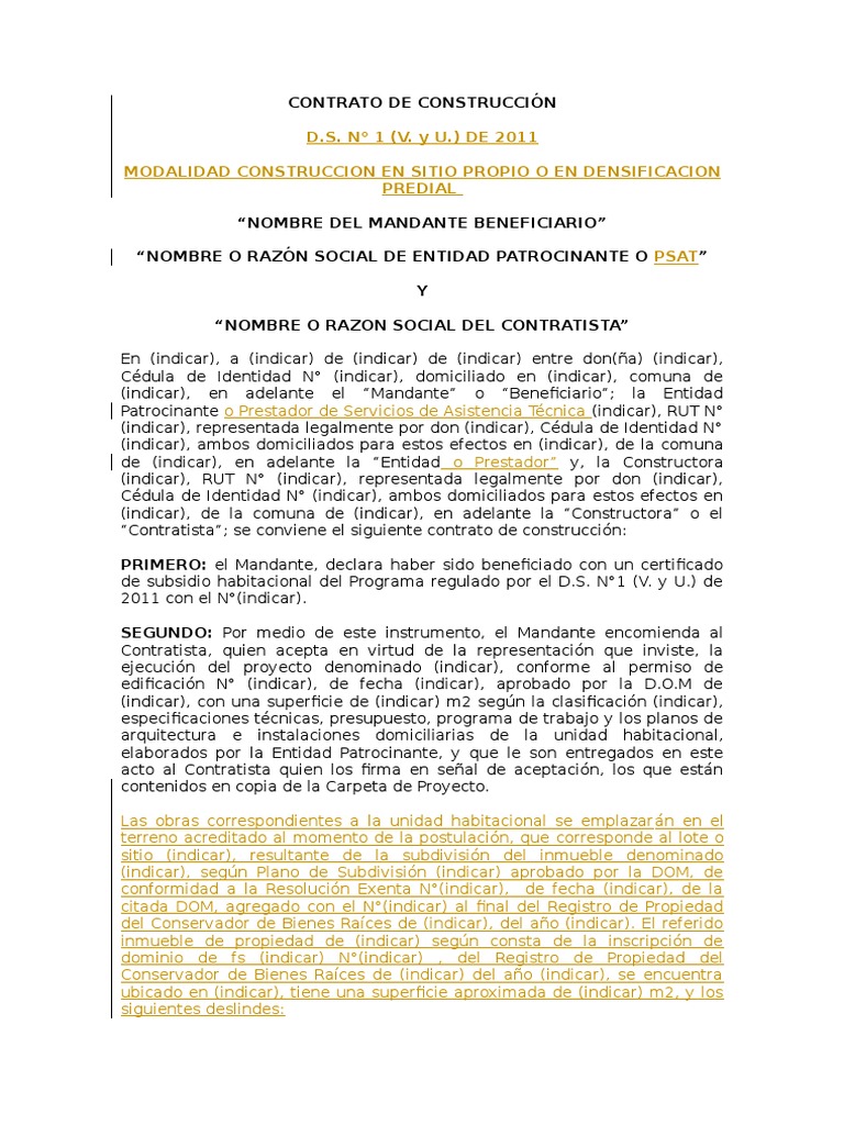 Contrato de Construccion Tipo DS1 | PDF | Derecho laboral | Pagos