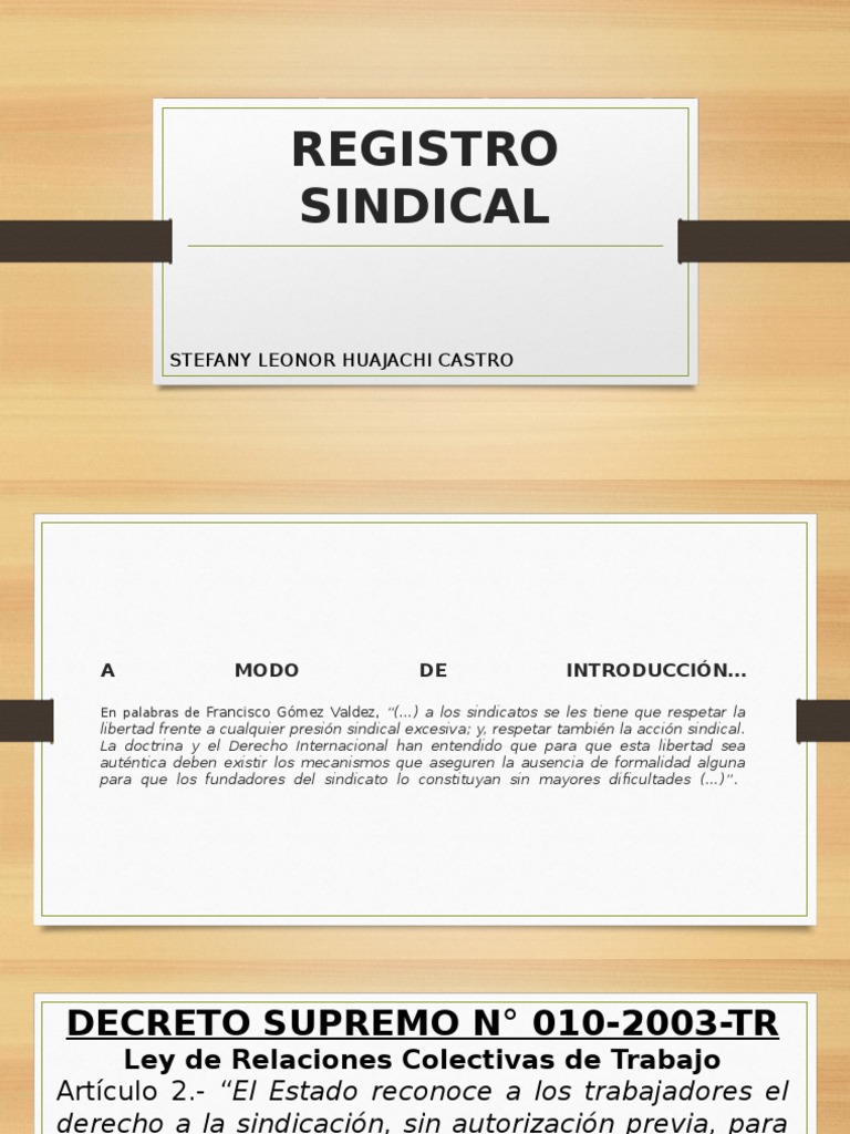 Registro Sindical | PDF | Sindicato | Derecho laboral