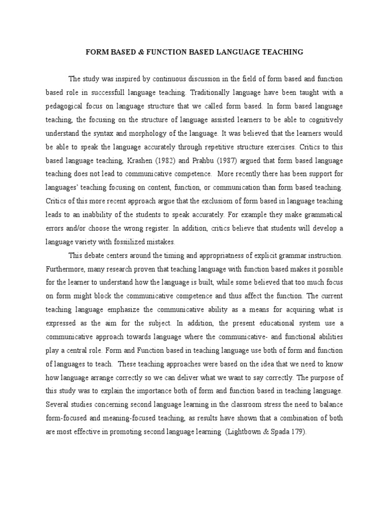 Form & Function Based Language Teaching | PDF | Phrase | Language Education