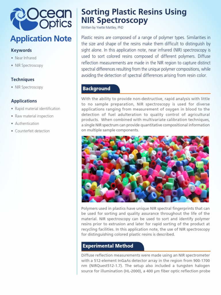 NIR Spectroscopy for Plastic Sorting | PDF | Infrared | Spectroscopy