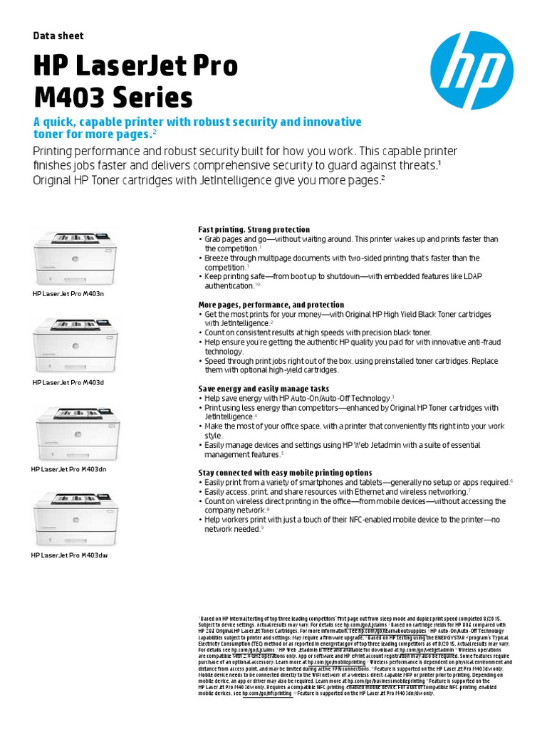 HP LaserJet Pro M403 Series Overview | PDF | 64 Bit Computing | Printer ...