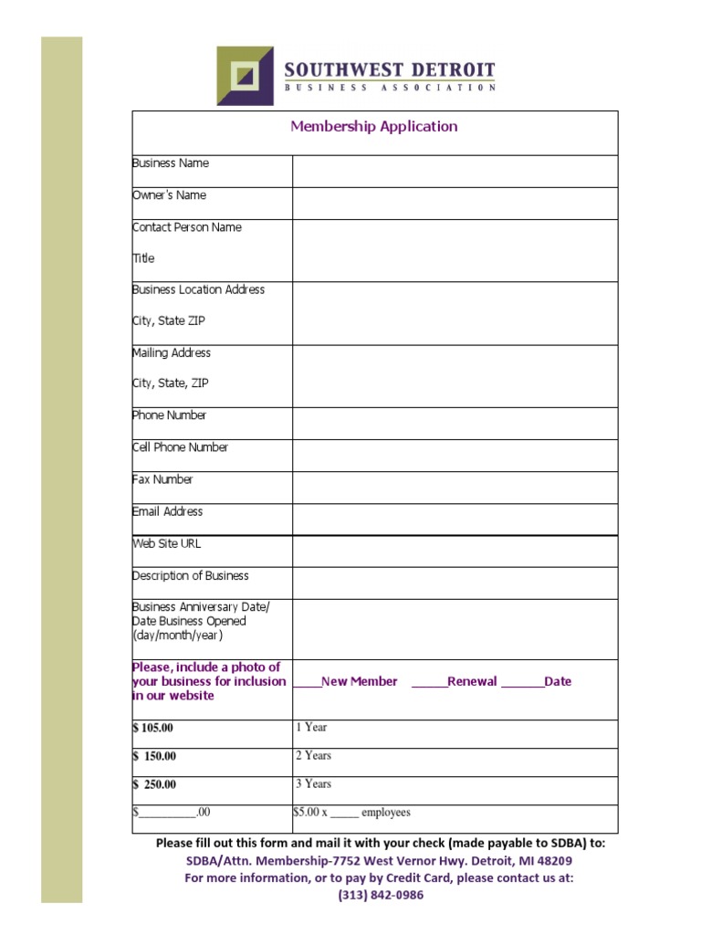 SDBA Membership Application | PDF