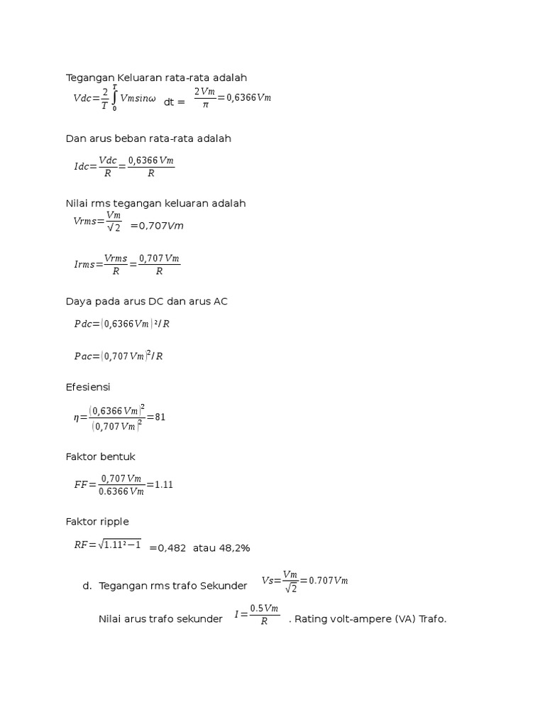 Tegangan Keluaran Rata | PDF