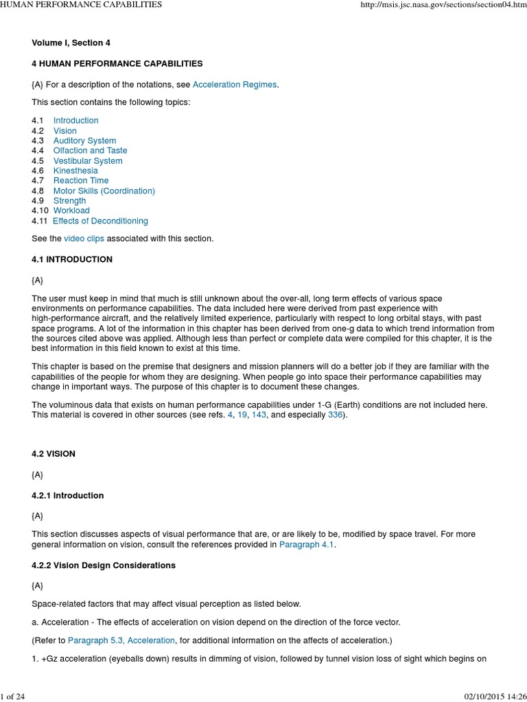 NASA Human Performance Capabilities | PDF | Noise | Weightlessness