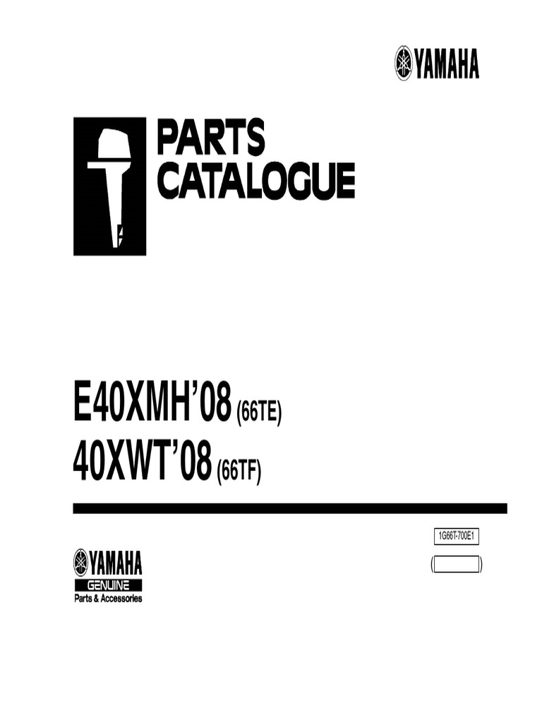 Manual de Partes Motores Yamaha e40xmh Serie 66te- 40xwt Serie 66tf ...