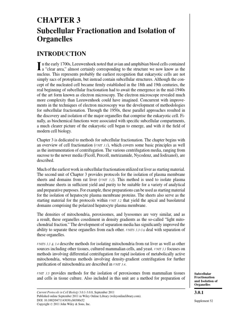 Chapter 3 Subcellular Fractionation and Isolation of Organelles | PDF ...