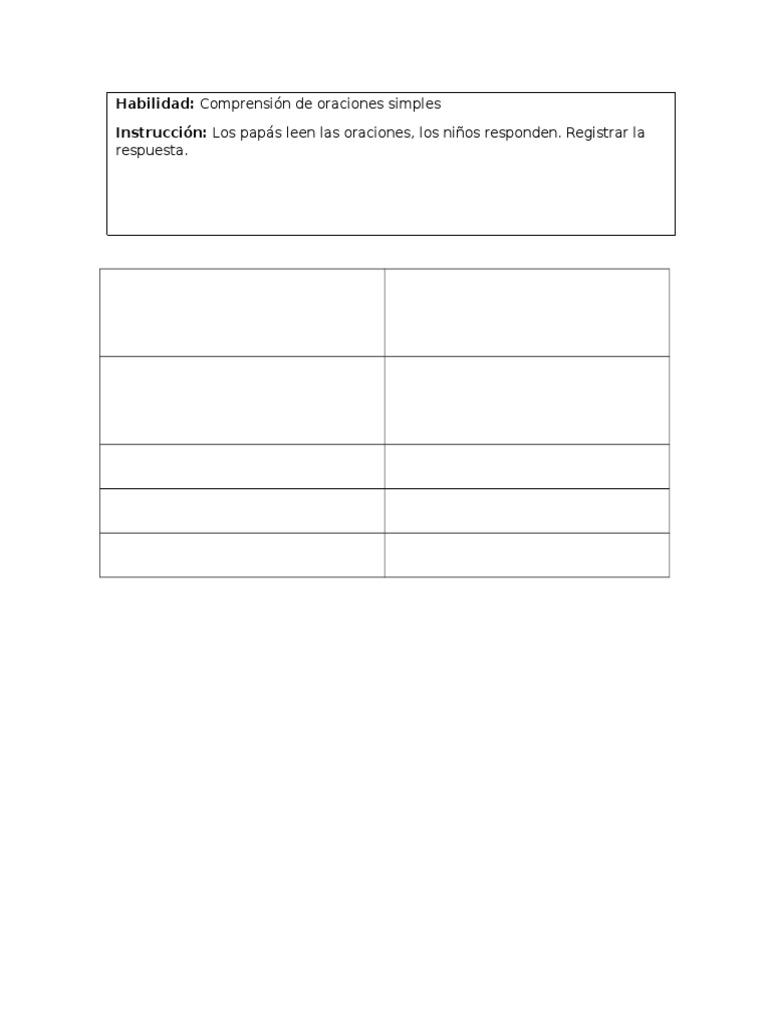 Tarea Comprension Oraciones | PDF