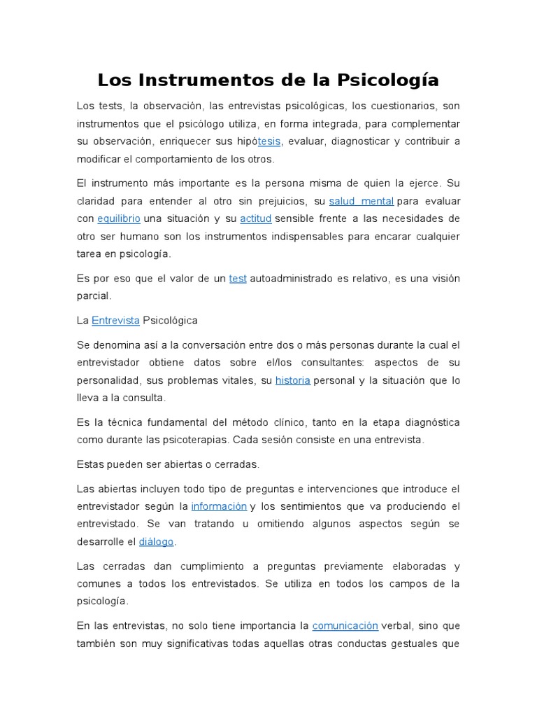 Instrumentos Psicológicos en Evaluación | PDF | Comportamiento | Sicología