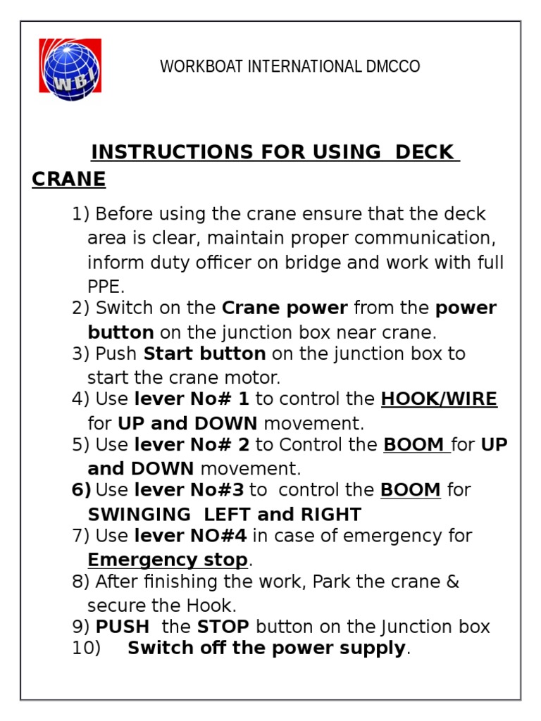 Instructions For Using Crane | PDF | Technology & Engineering