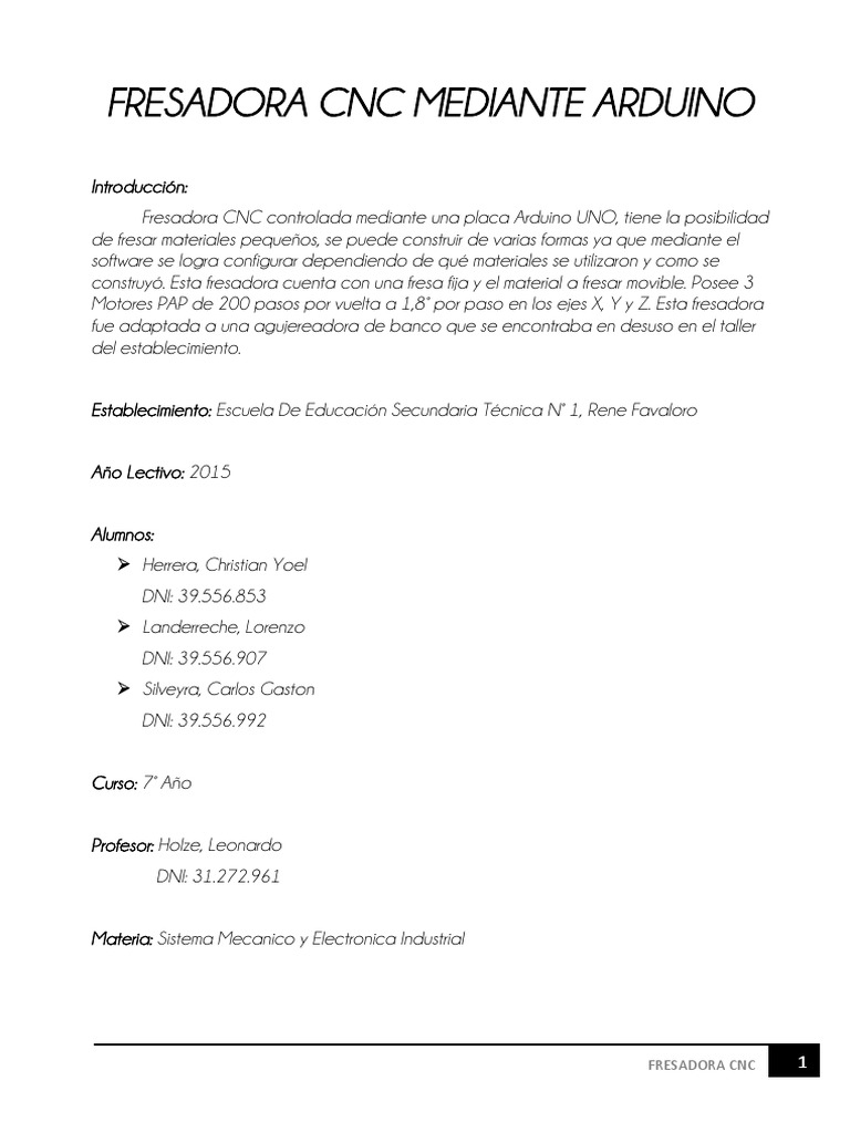 Manual Fresadora CNC Final PDF | PDF | Circulo | Arduino