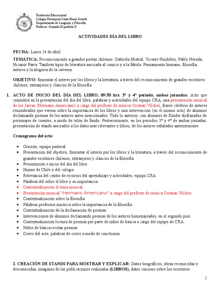 Actividades del Día del Libro 2023 | PDF | Chile