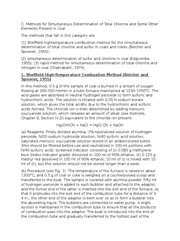 Sheffield High-Temperature Combustion Method (Belcher and Spooner, 1955 ...