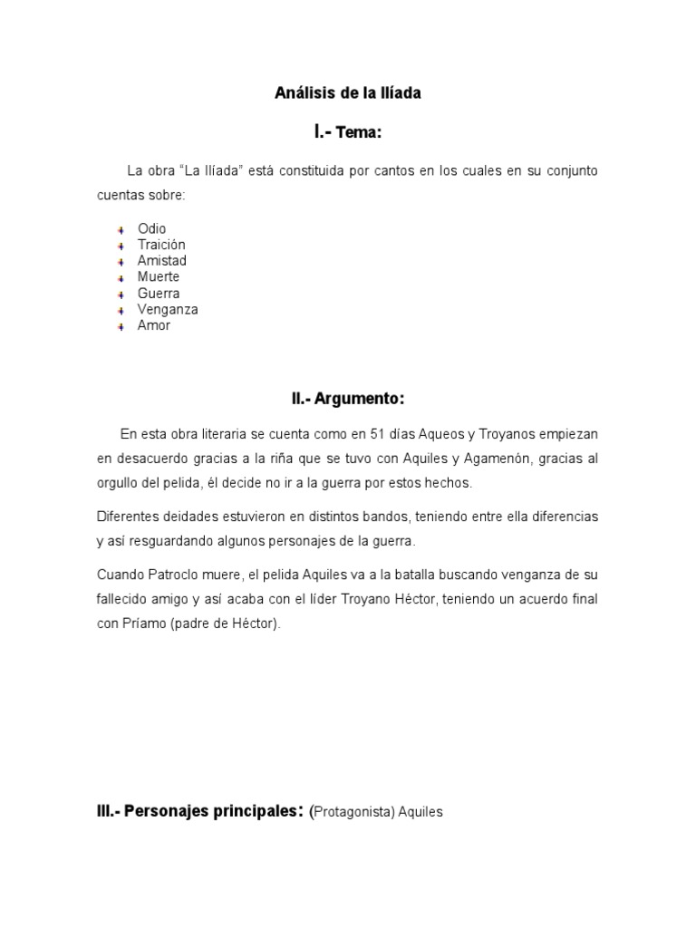 Análisis de La Ilíada | PDF | Ilíada | Aquiles