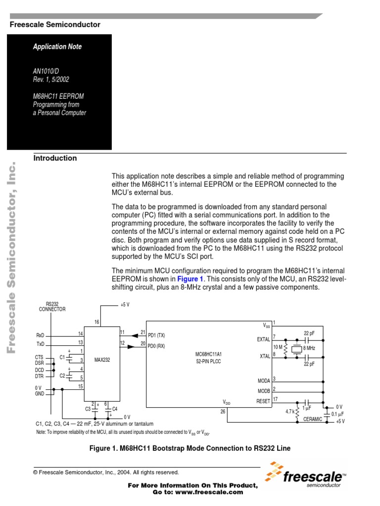 AN1010 MC68HC11 EEPROM Programming From A Personal Computer PDF | PDF | Booting | Microcontroller