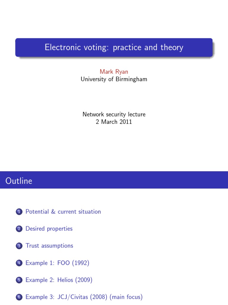 Electronic Voting 2pdf | PDF | Electronic Voting | Cryptography