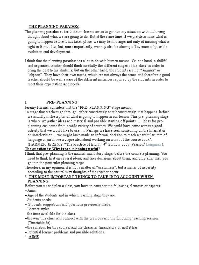 The Planning Paradox | PDF | Lesson Plan | Neuropsychology