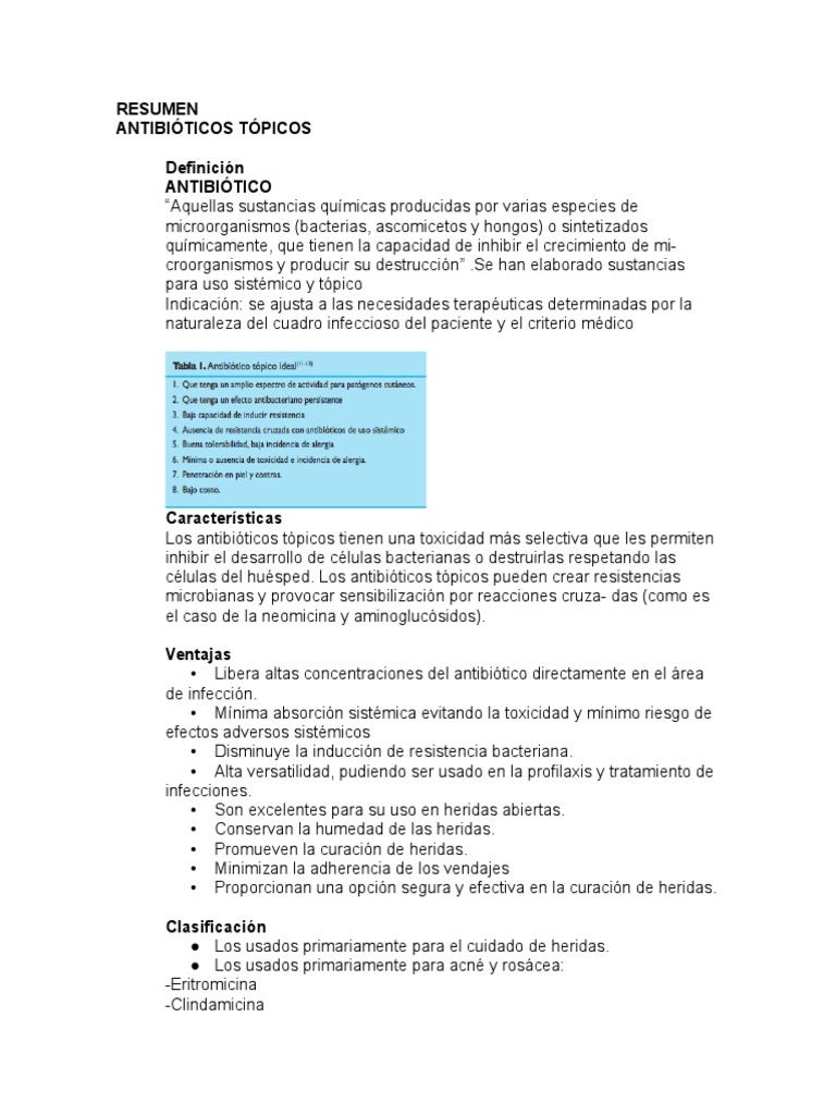 Antibióticos Tópicos: Uso y Clasificación | PDF | Antibióticos | Las ...